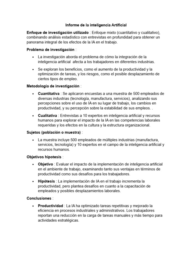 Impacto de la IA en el Trabajo | PDF | Inteligencia artificial ...