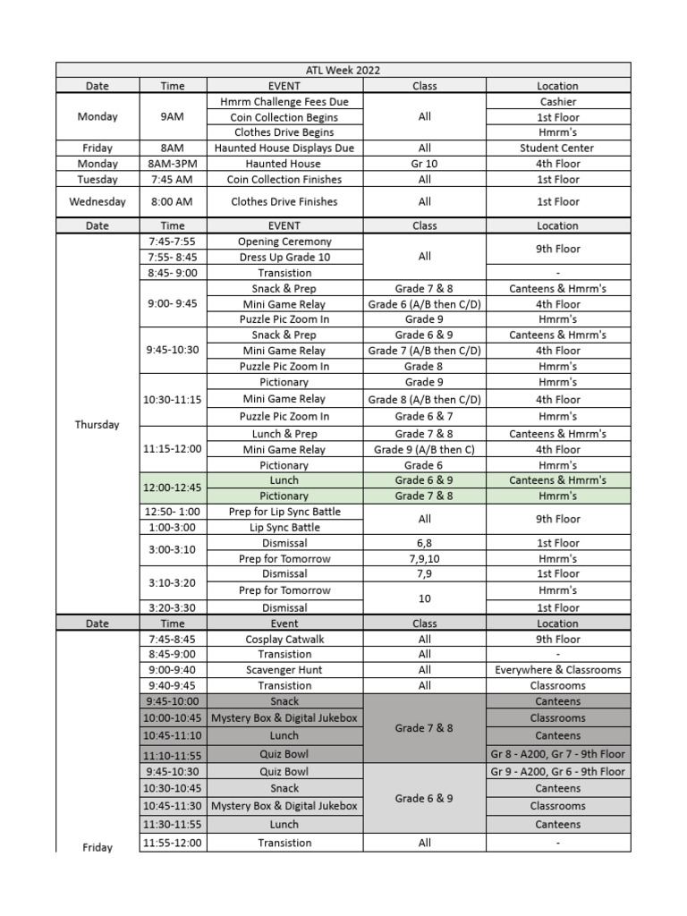 ATL Week 2022 Event Schedule | PDF