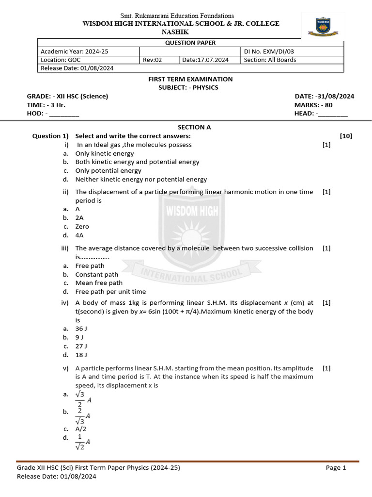 Grade 12 Physics | PDF | Gases | Nuclear Physics
