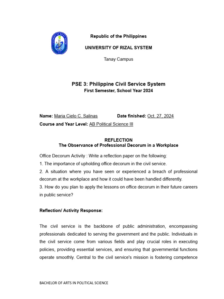 Importance of Office Decorum in Civil Service | PDF | Leadership ...