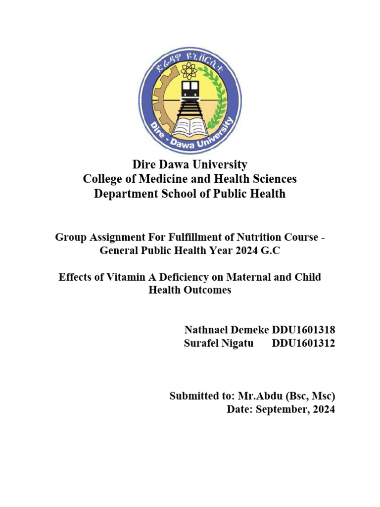 Effects of Vitamin A Deficiency On Maternal and Child Health Outcomes ... Effects of Vitamin A Deficiency On Maternal and Child Health Outcomes ...