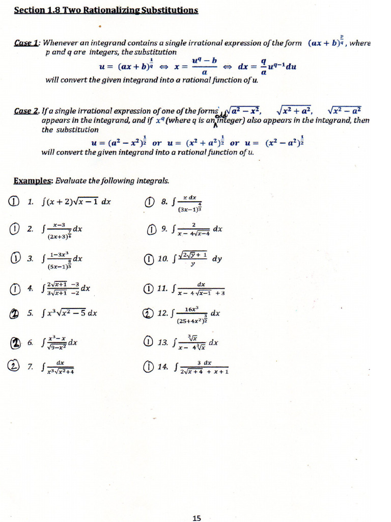 061 Lec07 Two Rationalizing Substitutions | PDF