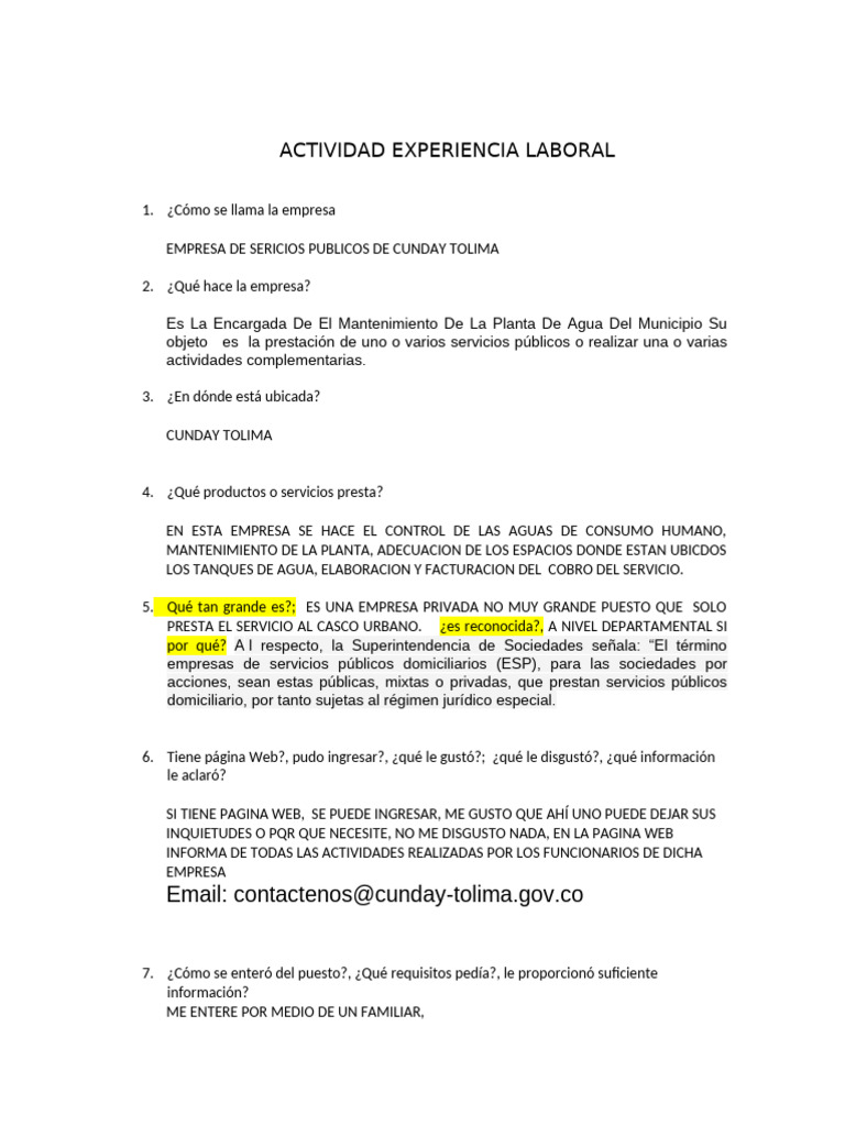 Experiencia Laboral | PDF | Business