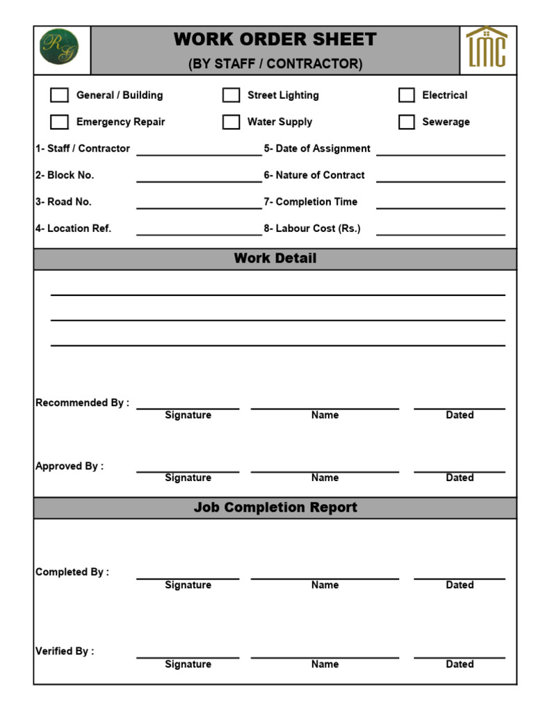 Work Order Performa 1 | PDF