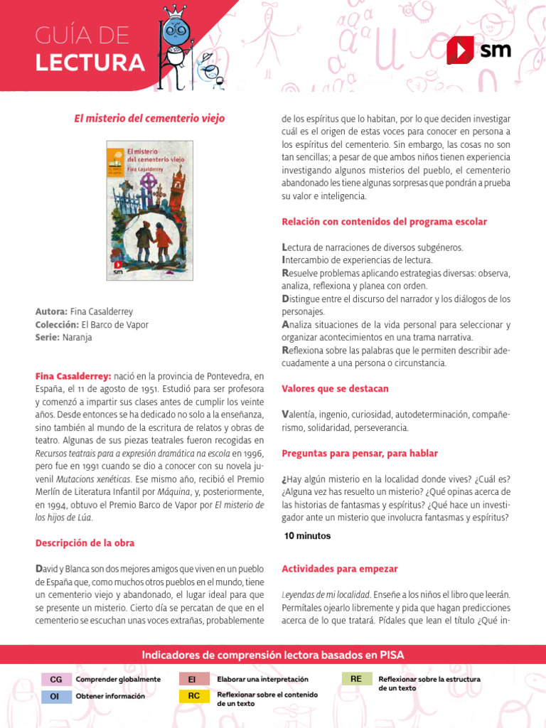 Guia de Lectura El Misterio Del Cementerio | PDF | Comprensión lectora ...