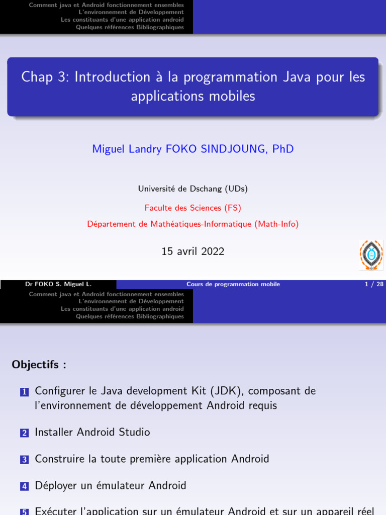 Chap3 Introduction Programmation Mobiles Java | PDF | Java (Langage de programmation) | Android ...