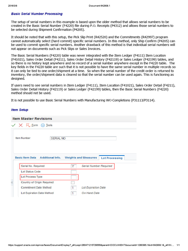 Document 642908-Basic Serial Number Processing | PDF
