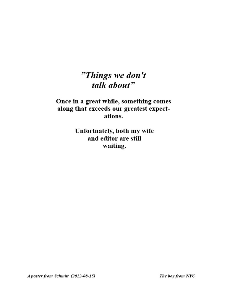 Things We Dont Talk About | PDF