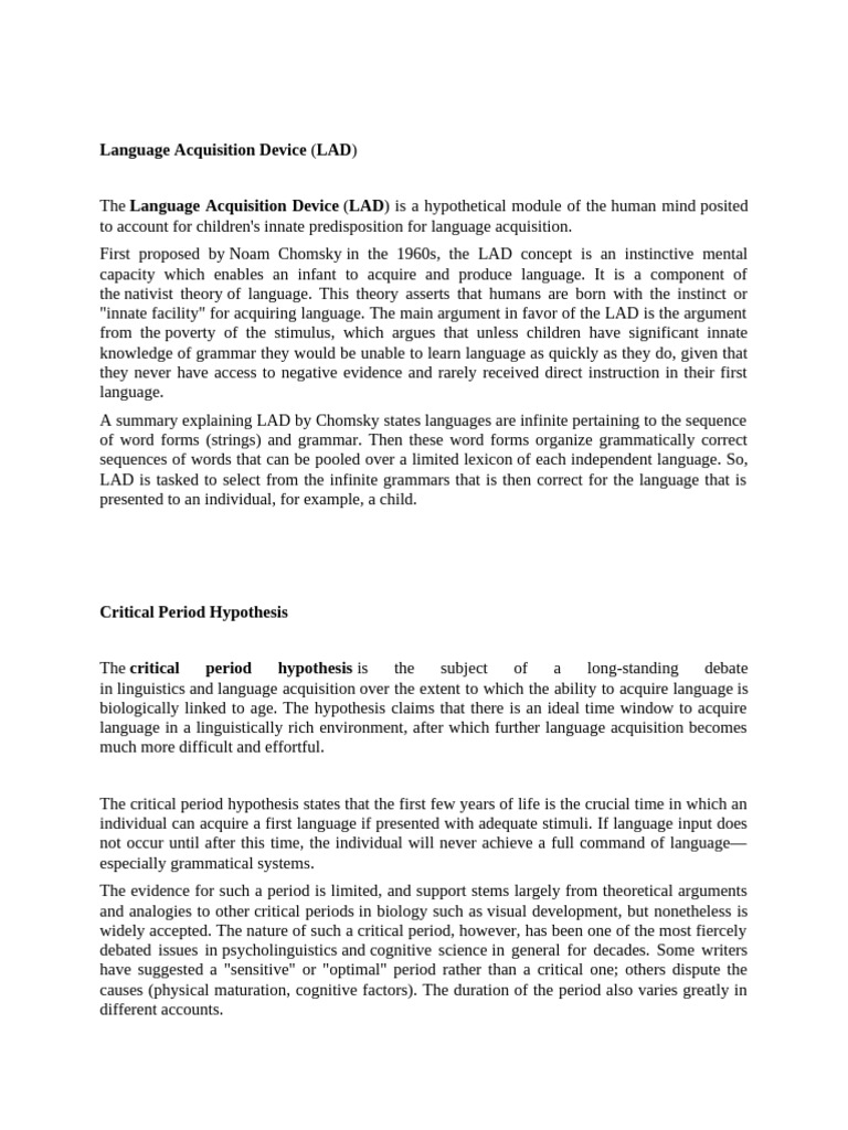 Language Acquisition Device and Device | PDF | Language Acquisition ...