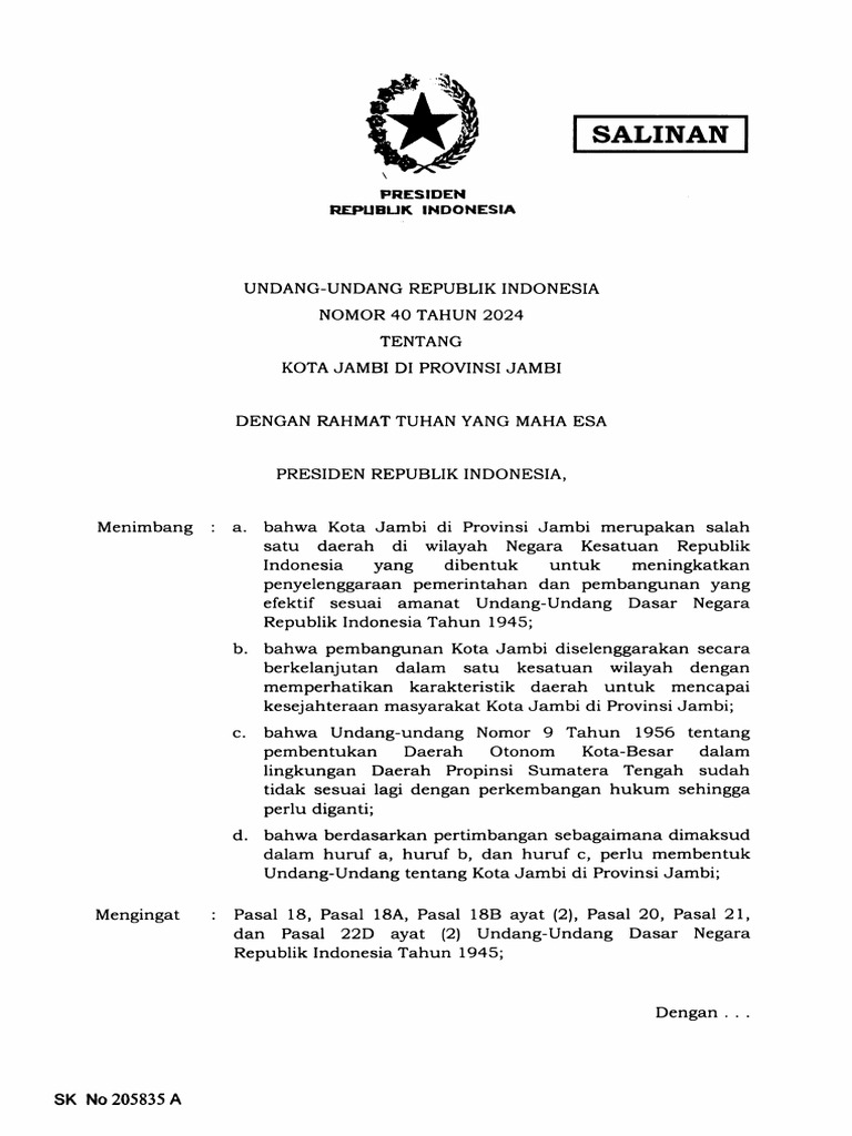 Uu No 40 Tahun 2024 Pdf