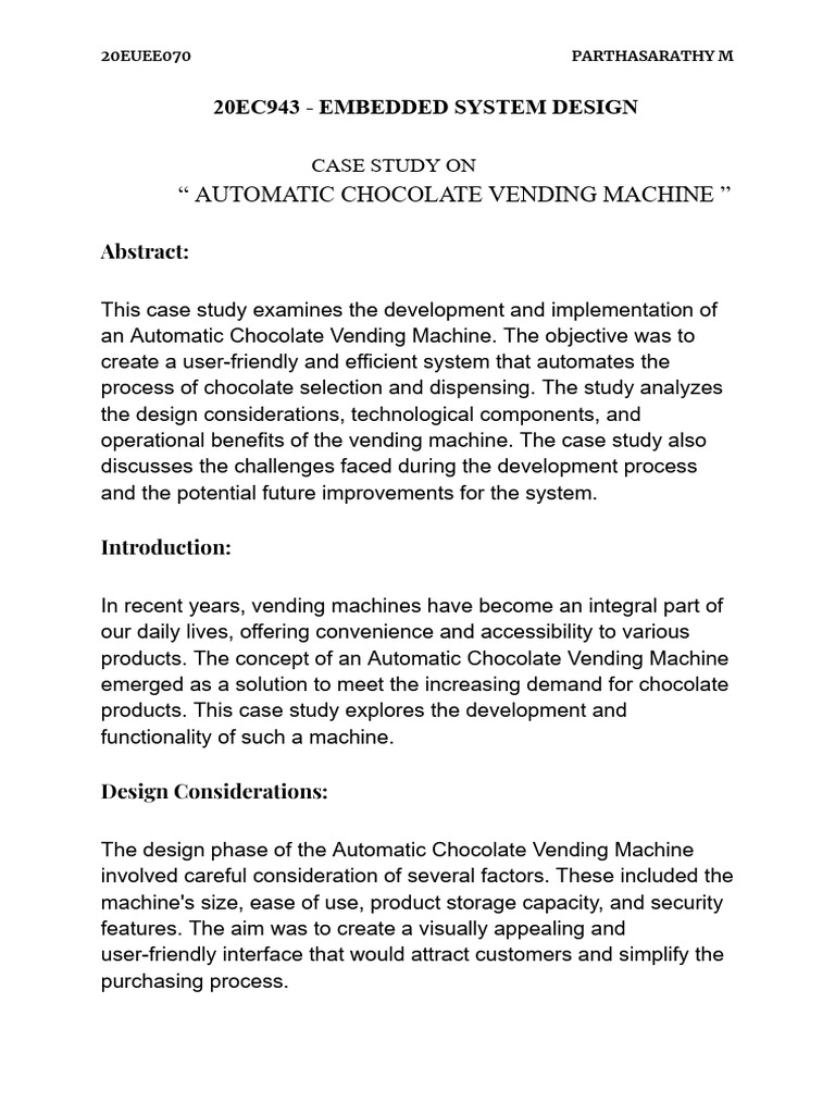 ESD Case Study | PDF | Vending Machine | Usability