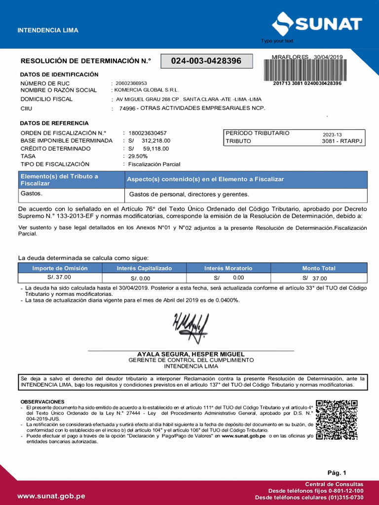 Resolucion de Determinacion | PDF | Deuda