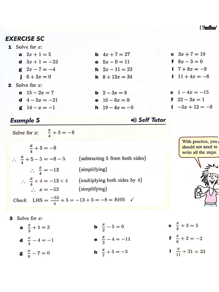 Ch5 Algebra-Linear Equations Practice Exercises | PDF