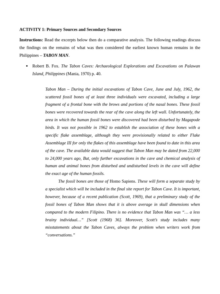 Act 1 - Primary Sources Vs Secondary Sources | PDF | Pleistocene ...
