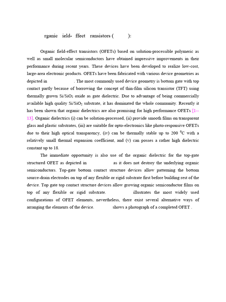 Organic Field Effect Transisors Intro | PDF | Field Effect Transistor ...
