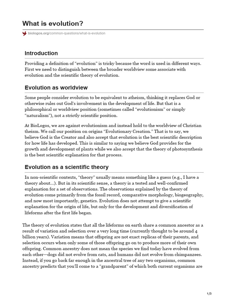What Is Evolution | PDF | Evolution | Theory