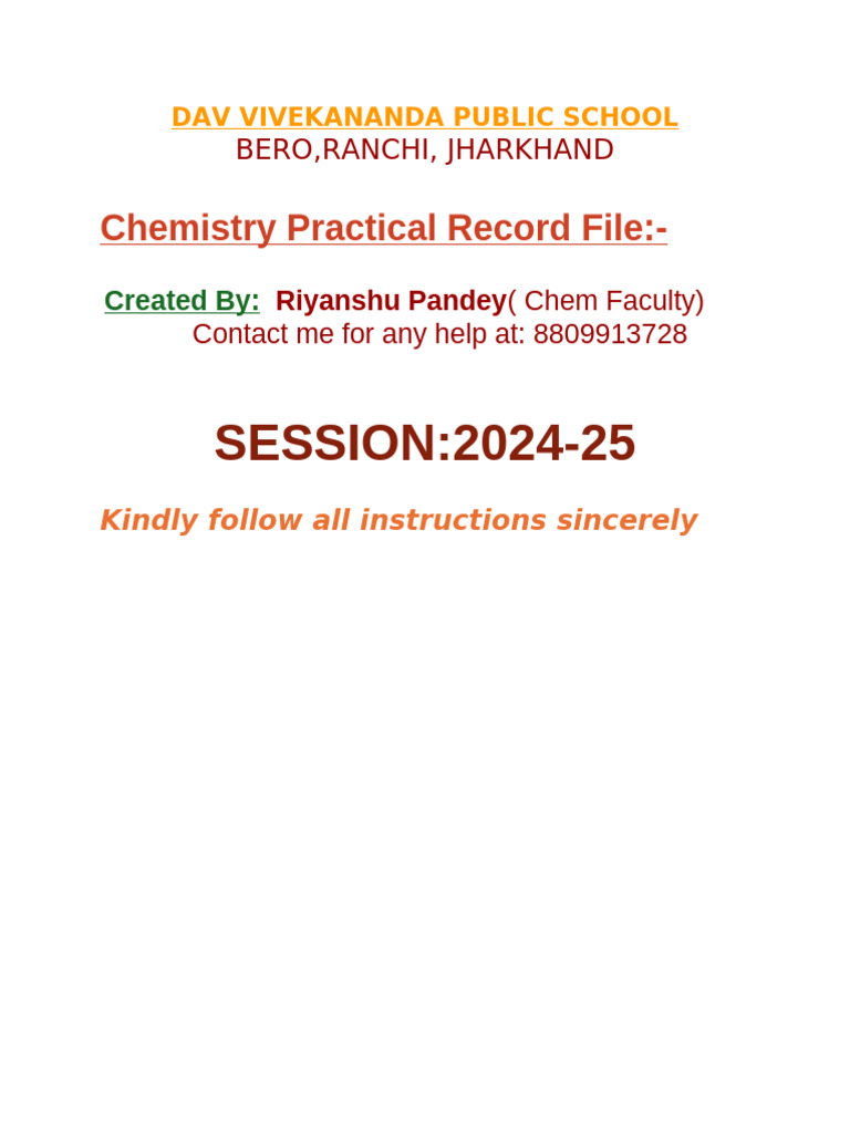 Dav Chem. Practical Record | PDF