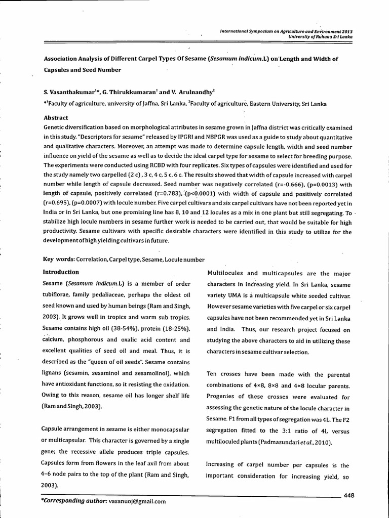different carpel types of sesame | PDF | Sesame