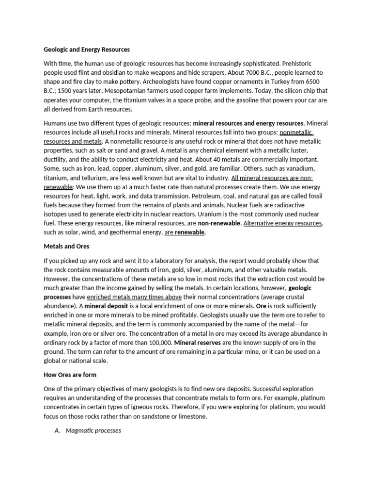 Geologic Resources: Minerals and Energy | PDF | Petroleum | Nuclear Reactor