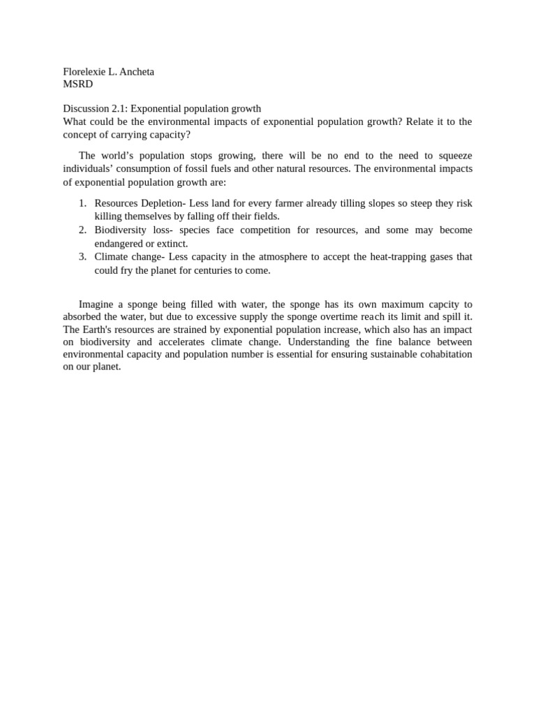 Discussion Exponential Population Growth | PDF | Science & Mathematics