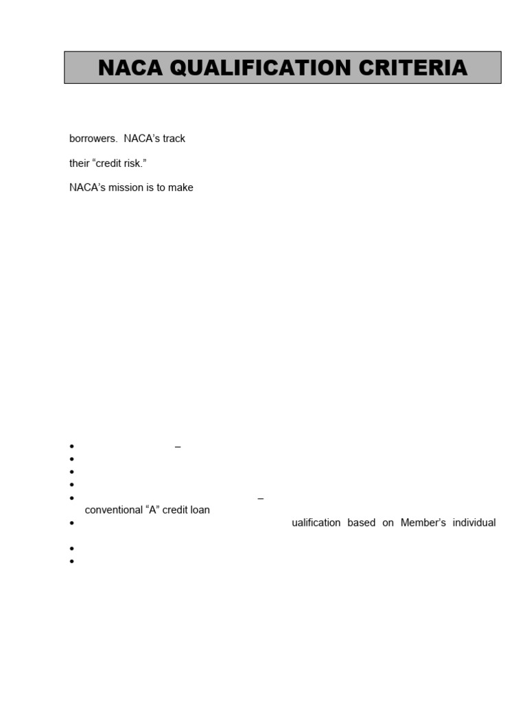 Naca Qualification Guide Lines | PDF | Mortgages | Debt