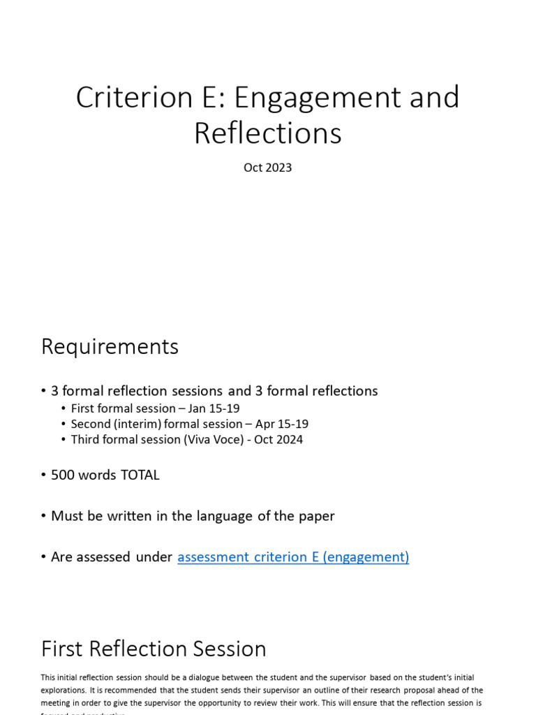 Criterion E Engagment and Reflections | PDF | Essays | Thought
