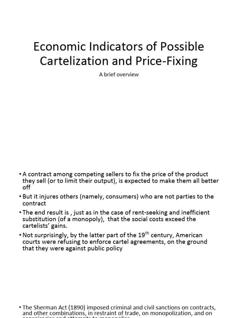 Economic Indicators of Possible Cartelization and Price Fixing | PDF ...