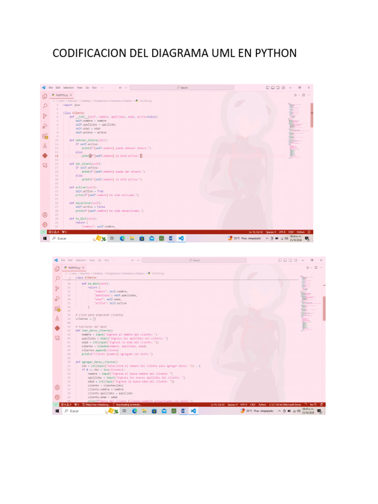 Codificacion Del Diagrama Uml en Python | PDF