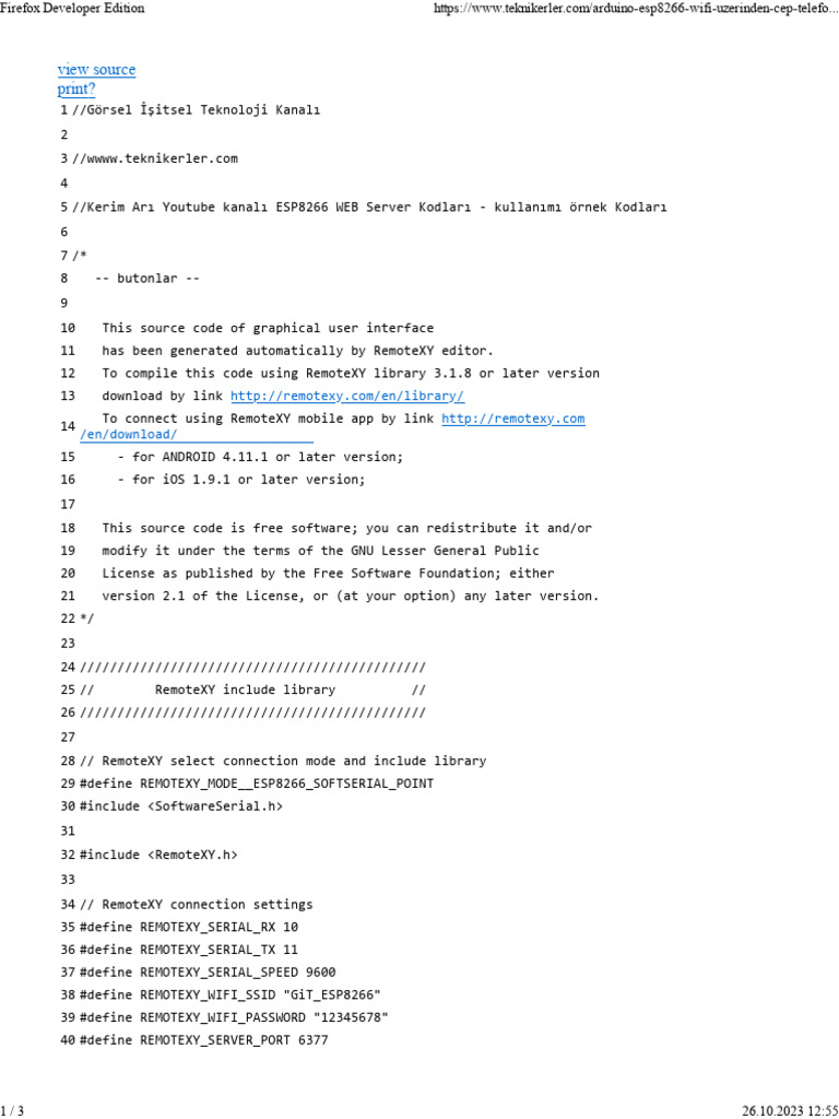 Arduino Esp8266 Wifi Uzerinden Cep Telefonu Ile Kontrol Arduino Projesi2 | PDF | Free Software ...