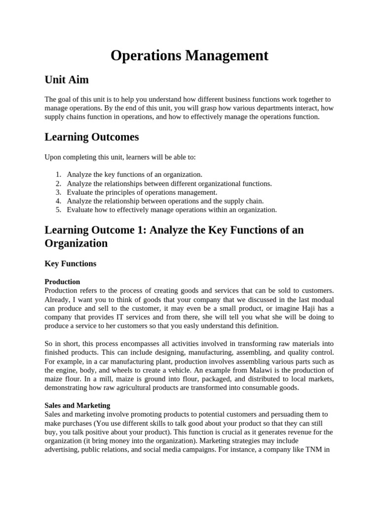 Operations Management | PDF | Performance Indicator | Supply Chain