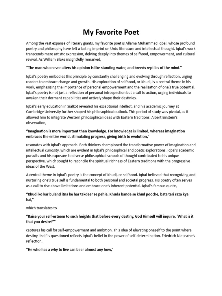 My Favorite Poet | PDF