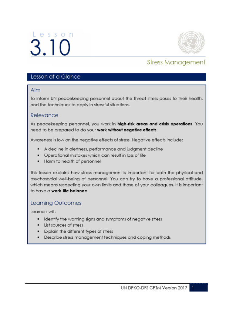 Training Module On Stress Management | PDF | Stress (Biology ...