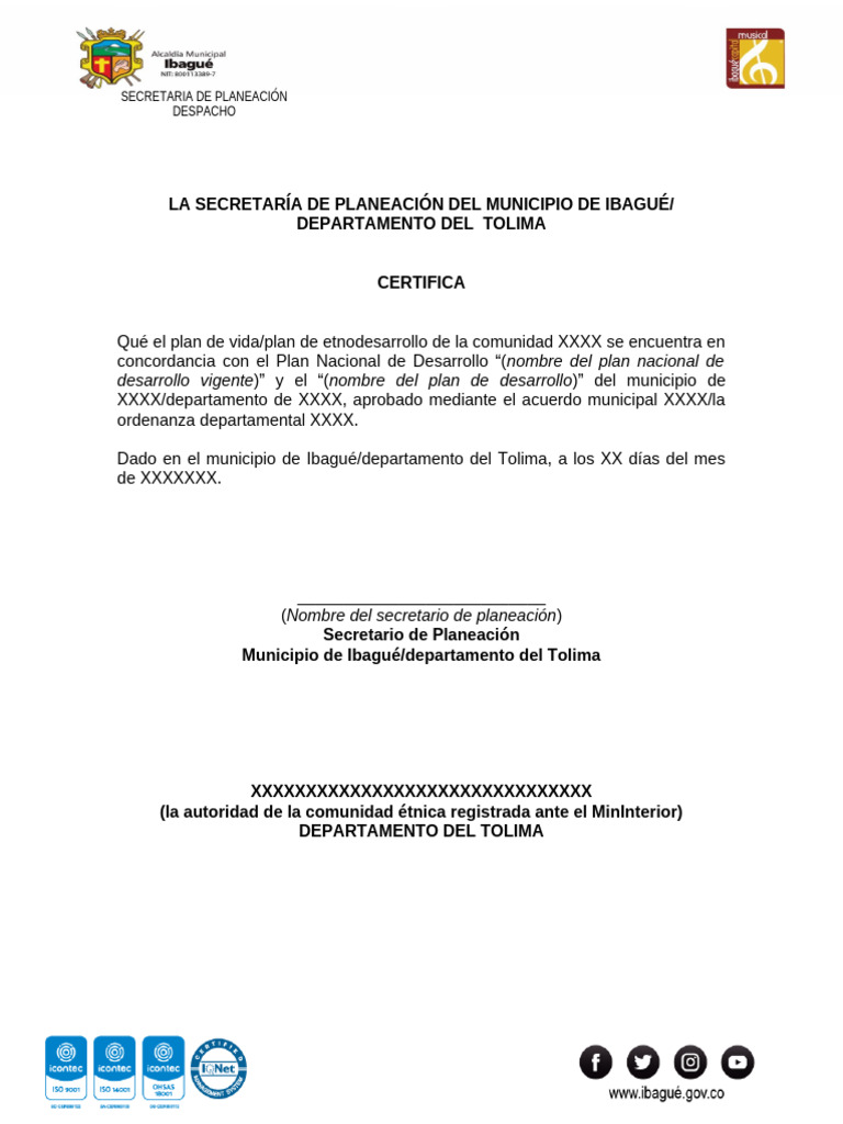 Certificación de Proyectos en Ibagué | PDF | Alcalde