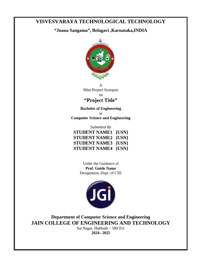 Mini Project Synopsis 2024-25 | PDF