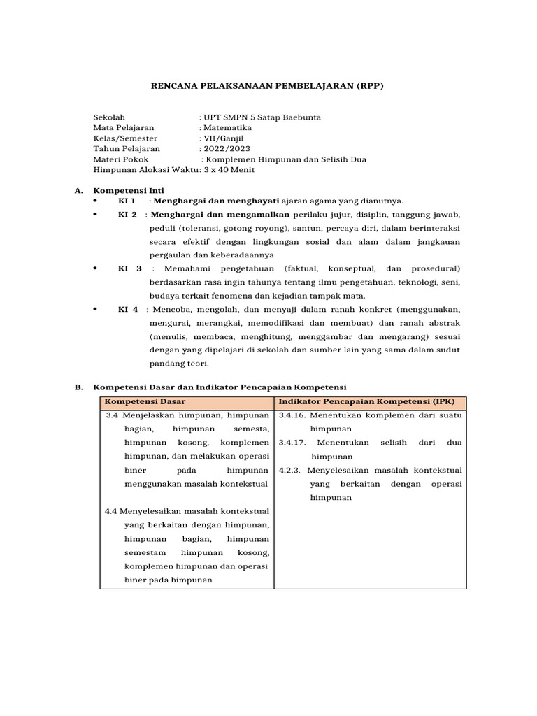 RPP P2 | PDF | Metode & Bahan Ajar