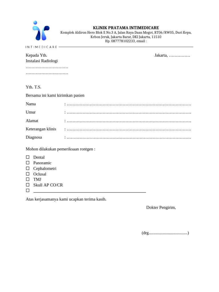 Form Radiologi Gigi | PDF | Kesehatan Holistik | Teknologi & Rekayasa