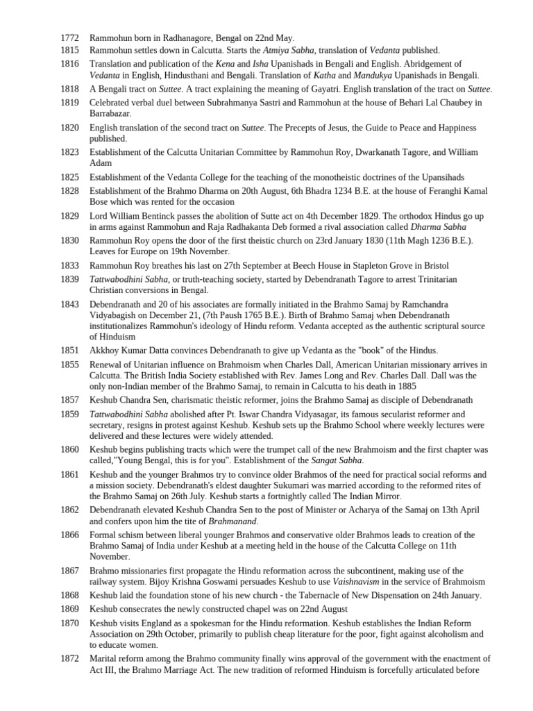 History of Brahmo Samaj Formation | PDF | Indian Religions