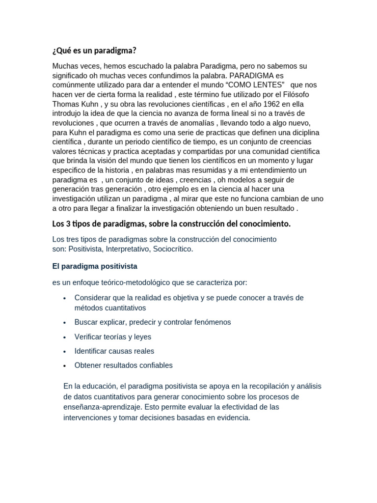 Qué Es Un Paradigma | PDF | Paradigma | Conocimiento