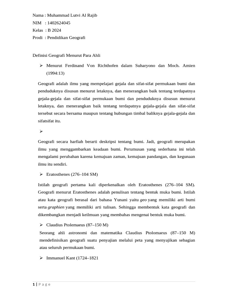 Muhammad Lutvi Al Rajib - Tugas Dasar - Dasar Geografi | PDF | Ilmu Sosial