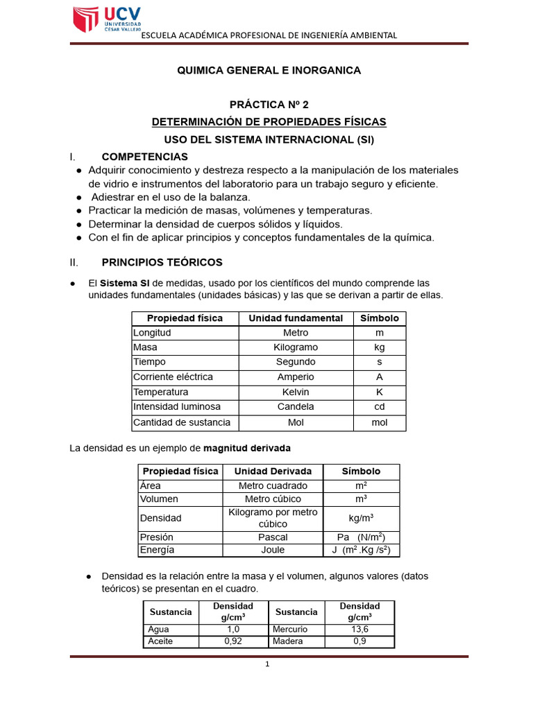 Práctica No2-Determinación de Propiedades Físicas | PDF | Medición ...