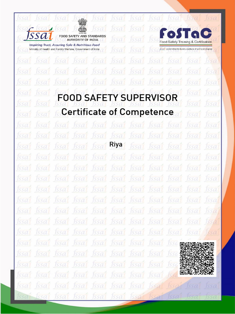 Food Safety Supervisor Certification | PDF
