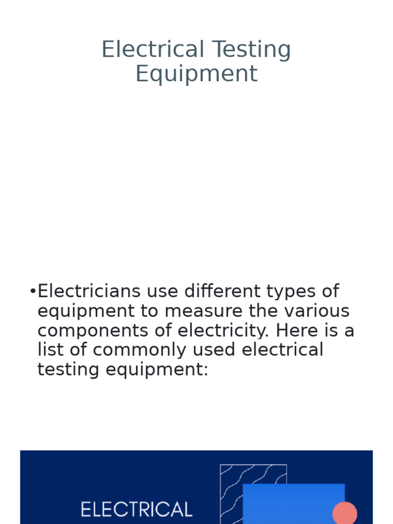 Lesson 6 Electrical Testing Equipment | PDF | Science & Mathematics