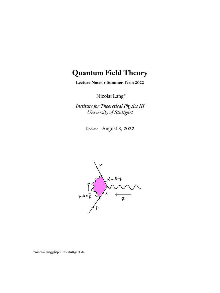QFT Lecture Notes | PDF | Quantum Field Theory | Quantum Electrodynamics