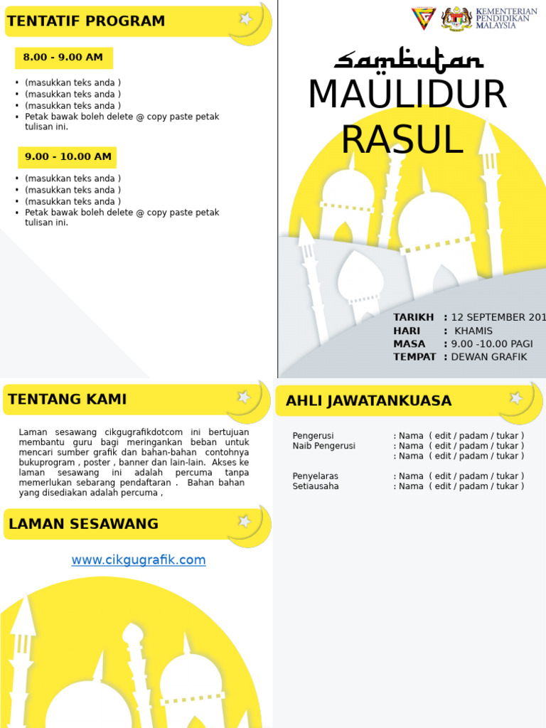 Template Buku Program Tema Islamik (Cikgugrafikdotcom) | PDF