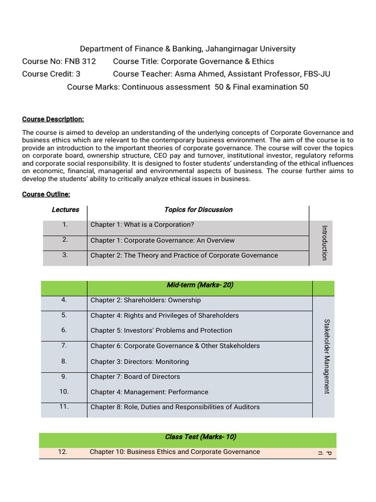 FNB 312 Course Outline(1) | PDF