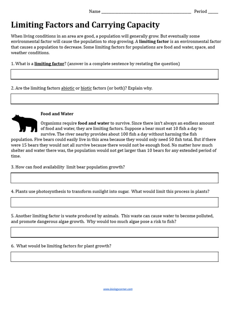 Limiting Factors and Carrying Capacity | PDF | Plants | Nest