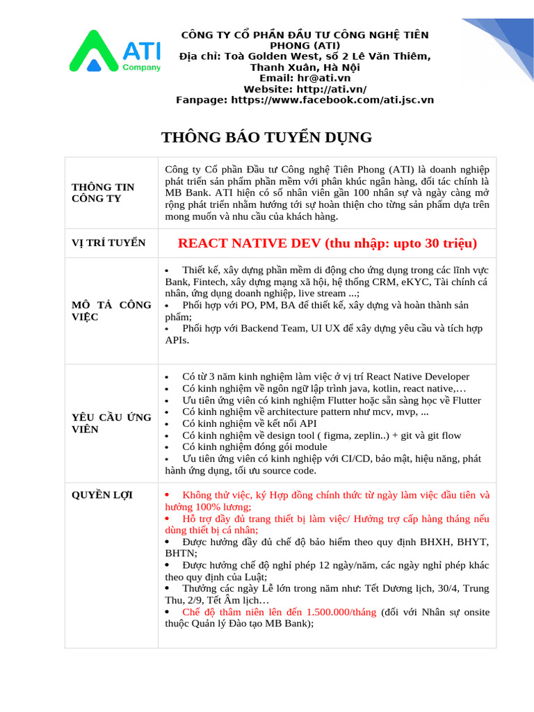 ATI JD React Native MB | PDF