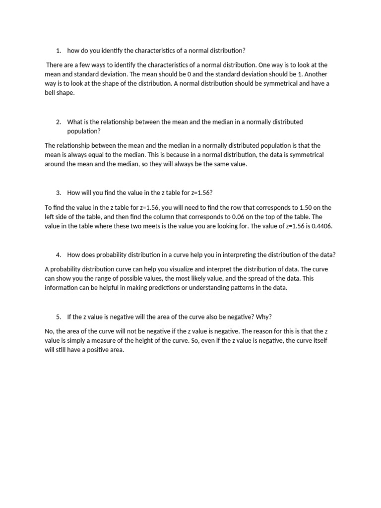 how do you identify the characteristics of a normal distribution | PDF
