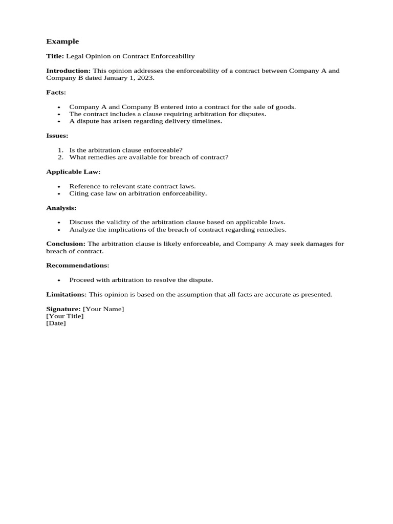 Example of Legal Opinion | PDF | Law