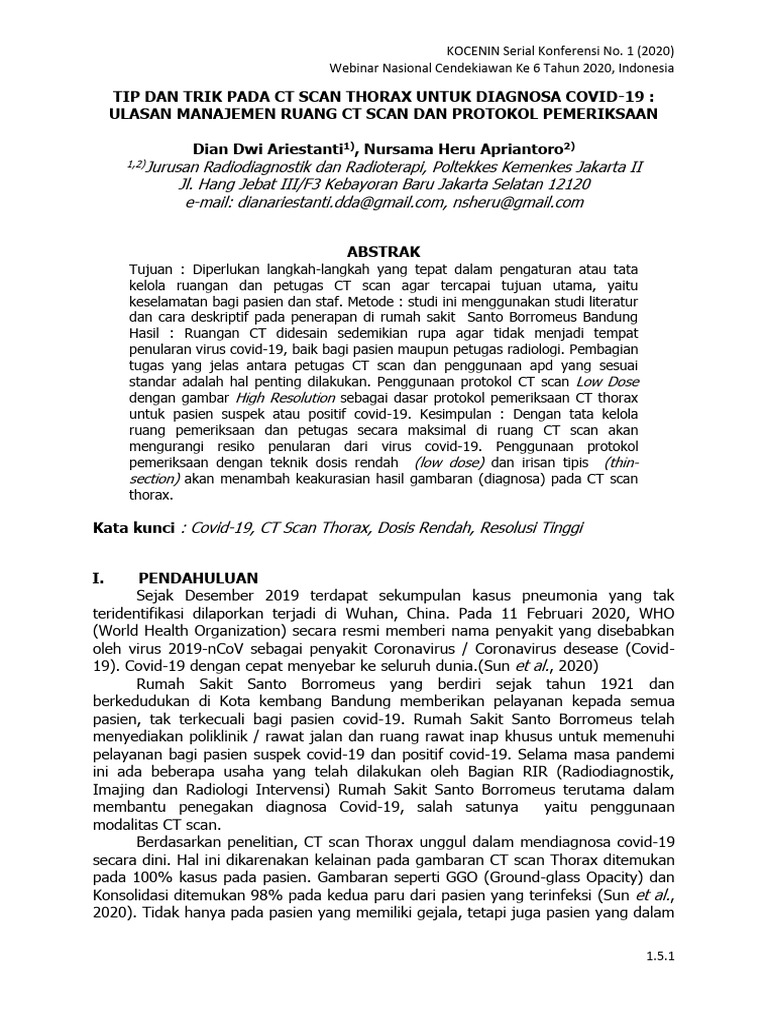 CT Scan Thorax untuk Covid-19 | PDF